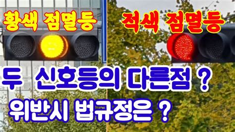 적색 점멸등과 황색 점멸등의 다른점 무시하고 운행시 처벌규정이 있나 Youtube