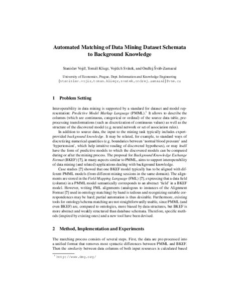 pdf automated matching of data mining dataset schemata to background