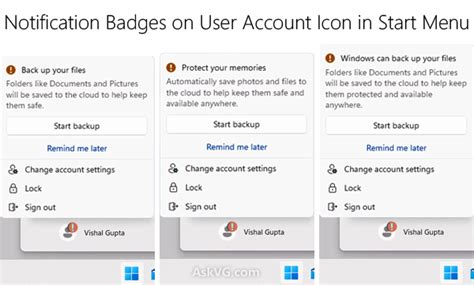 [tip] Disable User Account Notification Badges In Start Menu In Windows 11 Askvg