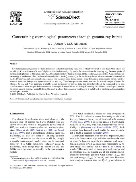 Pdf Constraining Cosmological Parameters Through Gamma Ray Bursts
