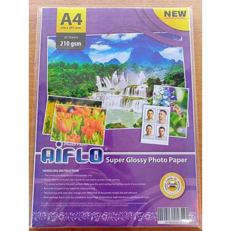 Aiflo A4 กระดาษภาพถ่ายเคลือบเงาหรูหรา 210 แกรม 20 แผ่น 210x297 มม กระดาษภาพถ่าย Shopee Thailand