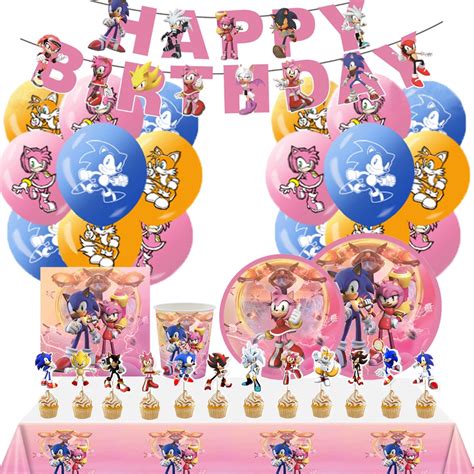 Sonic Party Decorations Supplies Girl Birthday Party Pink Disposable
