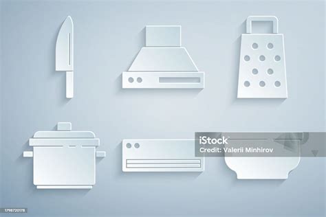 에어컨 강판 요리 냄비 그릇 주방 추출기 팬 및 칼 아이콘을 설정합니다 벡터 3차원 형태에 대한 스톡 벡터 아트 및 기타 이미지 3차원 형태 그릇 레스토랑 Istock