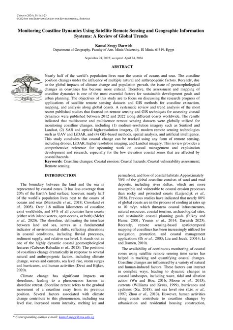 Pdf Monitoring Coastline Dynamics Using Satellite Remote Sensing And