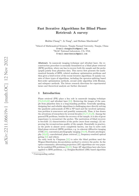 pdf fast iterative algorithms for blind phase retrieval a survey