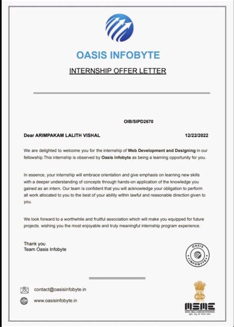 Lalith Vishal On Linkedin Oasisinfobyte Oasisinfobyte Internshipopportunity Webdevelopment