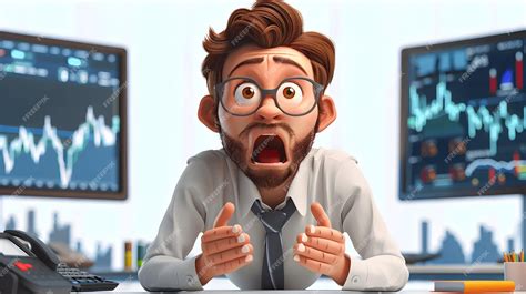 Premium Photo 3d Flat Cartoon Illustration Of Trader Reacting To