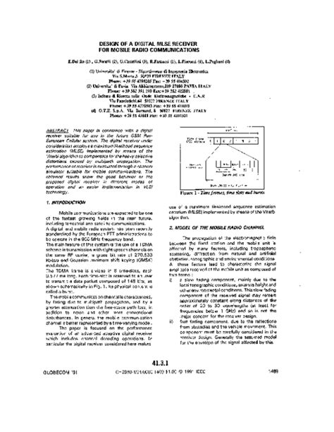 Pdf Design Of A Digital Mlse Receiver For Mobile Radio Communications