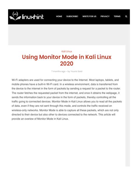Monitor Mode In Kali Linux Hint Pdf Wi Fi Router Computing