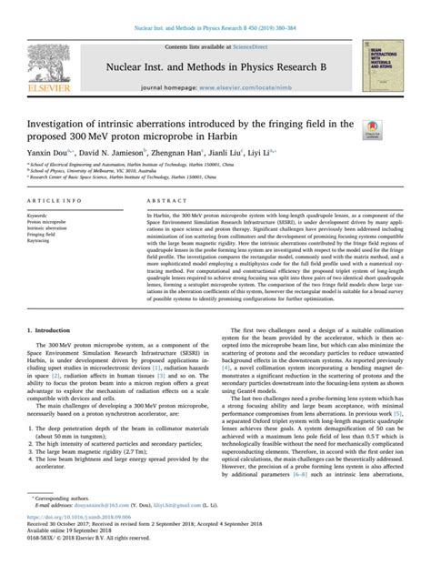 investigation of intrinsic aberrations 2019 nuclear instruments and