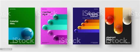 추상 3d 공 기업 브로셔 일러스트 구성 고유한 프레젠테이션 벡터 디자인 템플릿 번들 A4 용지에 대한 스톡 벡터 아트 및 기타