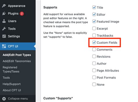 adding custom field support to your custom post type strive