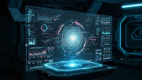 Futuristic Holographic Interface Displaying Data And Analytics In A Sci Fi Setting Stock Video