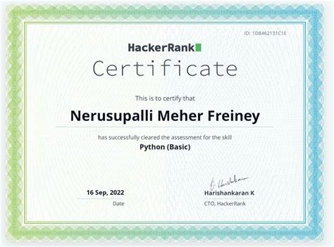 Freiney Mehera On Linkedin Hackerrank Python Coding