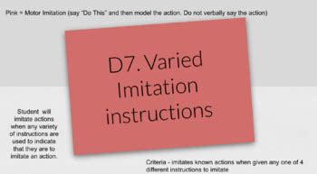 ABLLS R Assessment D7 Varied Imitation Instructions By Neurodiverse Universe