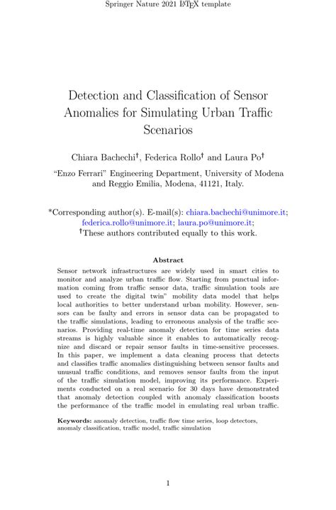 Pdf Detection And Classification Of Sensor Anomalies For Simulating