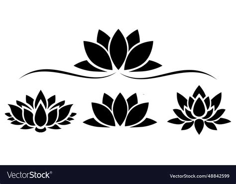 Lotus Icon Set Royalty Free Vector Image Vectorstock