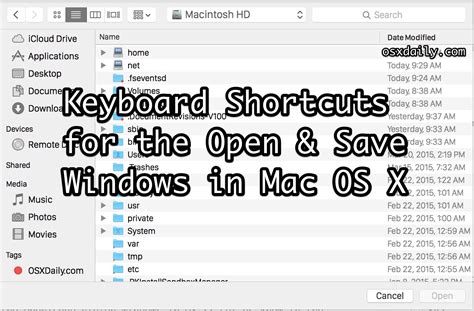 10 Essential Keyboard Shortcuts For The Open And Save Dialog In Mac Os X