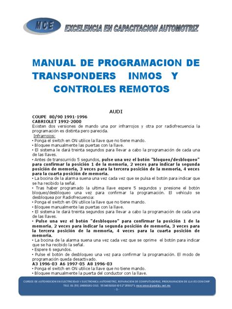 33 mce manual de programacion controles e inmos pdf arranque