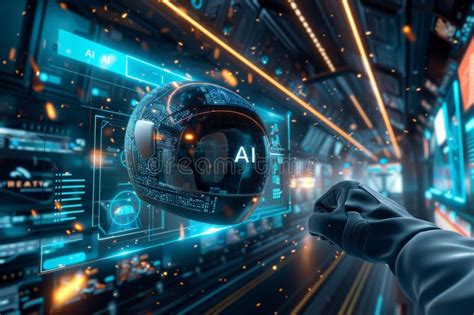 Futuristic Robot With Ai Headgear Symbolizing The Advanced Integration Of Artificial