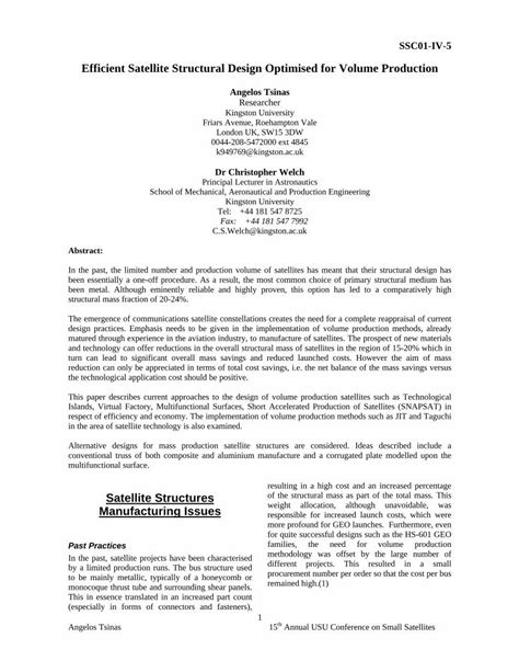 Pdf Efficient Satellite Structural Design Optimised For Volume