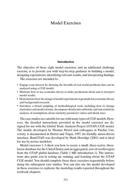 Model Exercises Introduction To Computable General Equilibrium Models