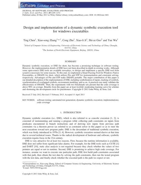 Pdf Design And Implementation Of A Dynamic Symbolic Execution Tool