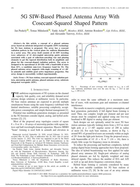 5g siw based phased antenna array with cosecant squared shaped pattern pdf antenna radio