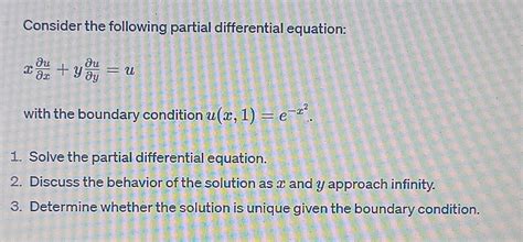 Solved Consider The Following Partial Differential Equation Chegg