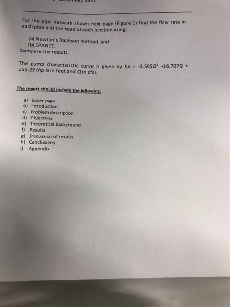 December Pipe Network Shown Next Page Figure Chegg