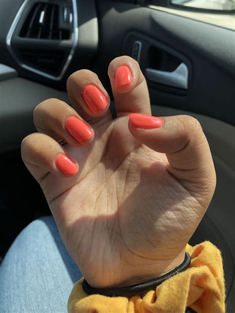 Peachy Orange Shellac Nails ☀️ Shellac Nails Nails Shellac