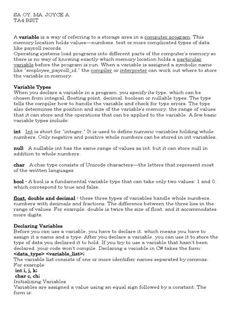 Bsit Pdf Data Type Boolean Data Type
