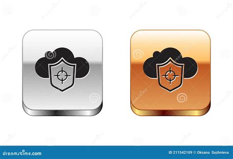 Black Cloud And Shield Icon Isolated On White Background Cloud Storage