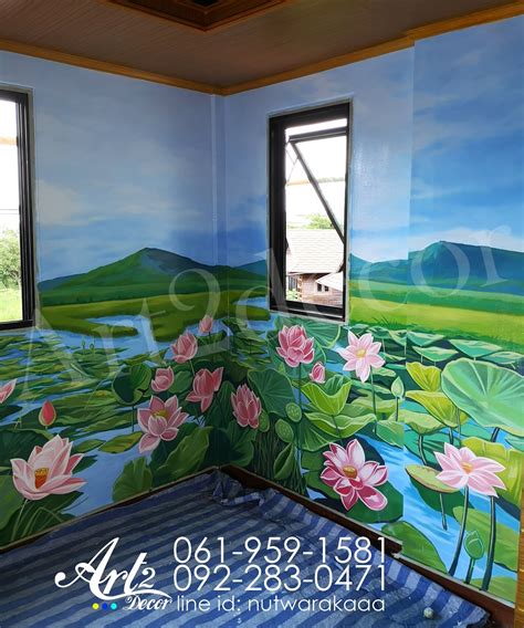 เพ้นท์ผนัง เพ้นท์ผนัง 3มิติ เพ้นท์ตกแต่งผนัง ห้องพระ ที่ซอย บรมราชชนนี60