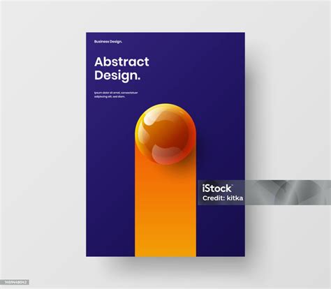 간단한 카탈로그 커버 A4 디자인 벡터 템플릿입니다 여러 가지 빛깔의 3d 구체 포스터 그림입니다 개념에 대한 스톡 벡터 아트