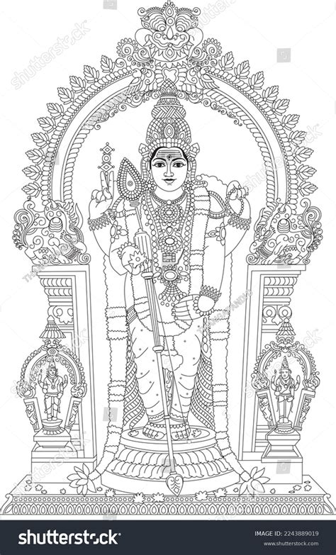 104036 Indian God Murugan Foil Drawing Royalty Free Images Stock