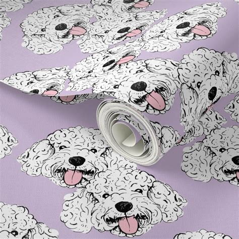 Adorable Retro Poodle Faces Wallpaper Spoonflower