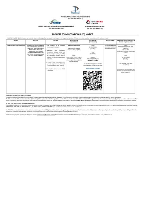 Tenderad Request For Quotation Rfq For Consultancy Services To