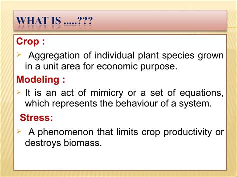 crop modeling for stress situation ppt