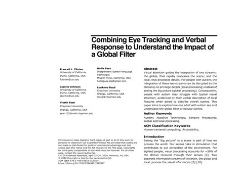 Pdf Combining Eye Tracking And Verbal Response To Understand The Impact Of A Global Filter