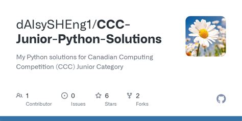 GitHub DAIsySHEng1 CCC Junior Python Solutions My Python Solutions For Canadian Computing