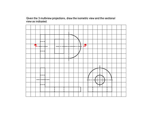 Practice For Final Exam View As Indicated The 3 Multiview Projections Draw The Isometric View