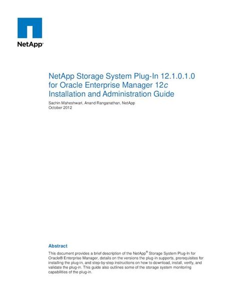 PDF NetApp Storage System Plug In For Oracle Community Netapp Fukiw
