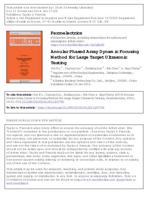 pdf annular phased array dynamic focusing method for large target