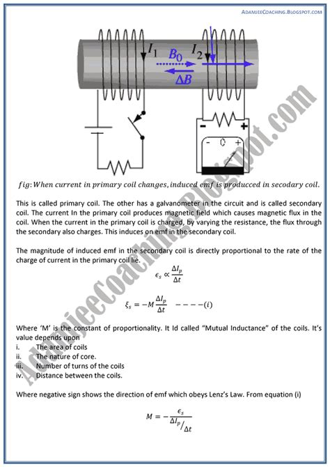 Adamjee Coaching Magnetism And Electromagnetism Theory Notes Physics XII