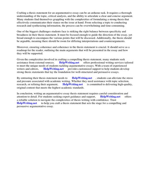 Crafting Argumentative Essay Thesis Pdf Essays Argument