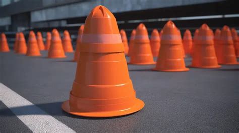 Traffic Cone In 3d Background Roadblock Traffic Cone Barrier Background Image And Wallpaper