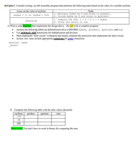 Solved 65 Pts 5 Consider Writing An X86 Assembly Program That