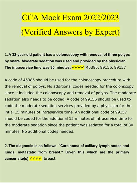Certified Coding Associate Mock Exam Questions And Answers 2022 2023 Verified Answers By