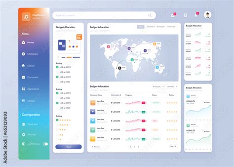 Infographic Dashboard UI Design With Graphs Charts And Diagrams Web Interface Template For